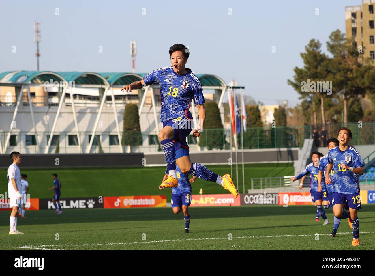 Japan's Naoki Kumata celebrates after scoring during the 2023 AFC U-20 ...