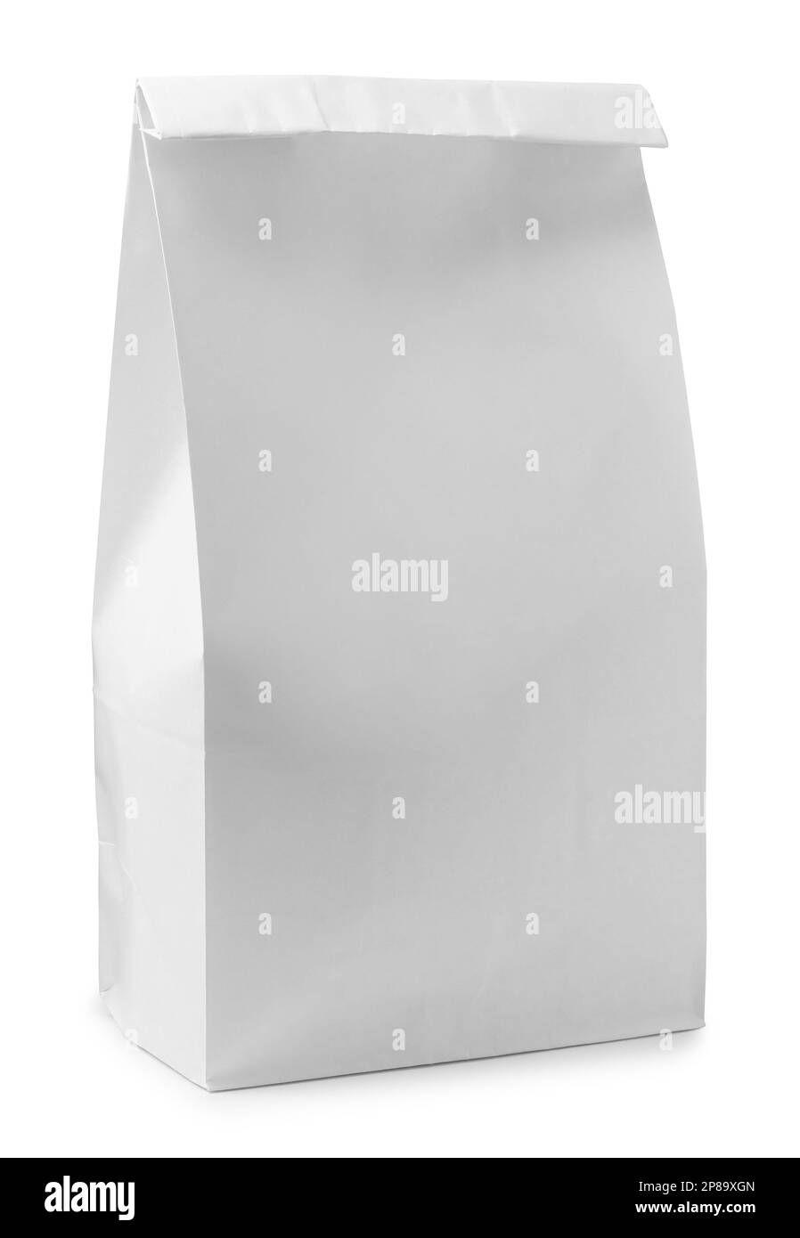 Closed paper grocery bag isolated on white Stock Photo - Alamy