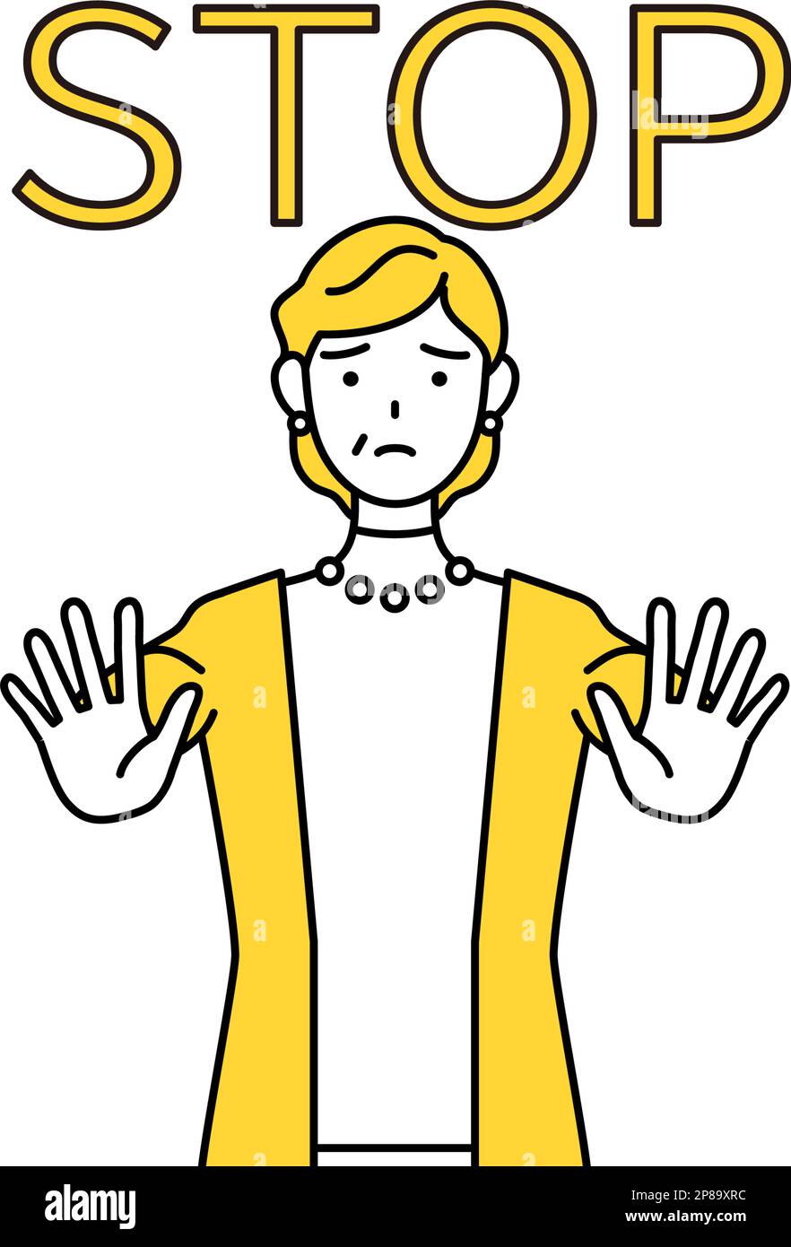 Retired seniors, middle-aged woman, with her hand out in front of her ...