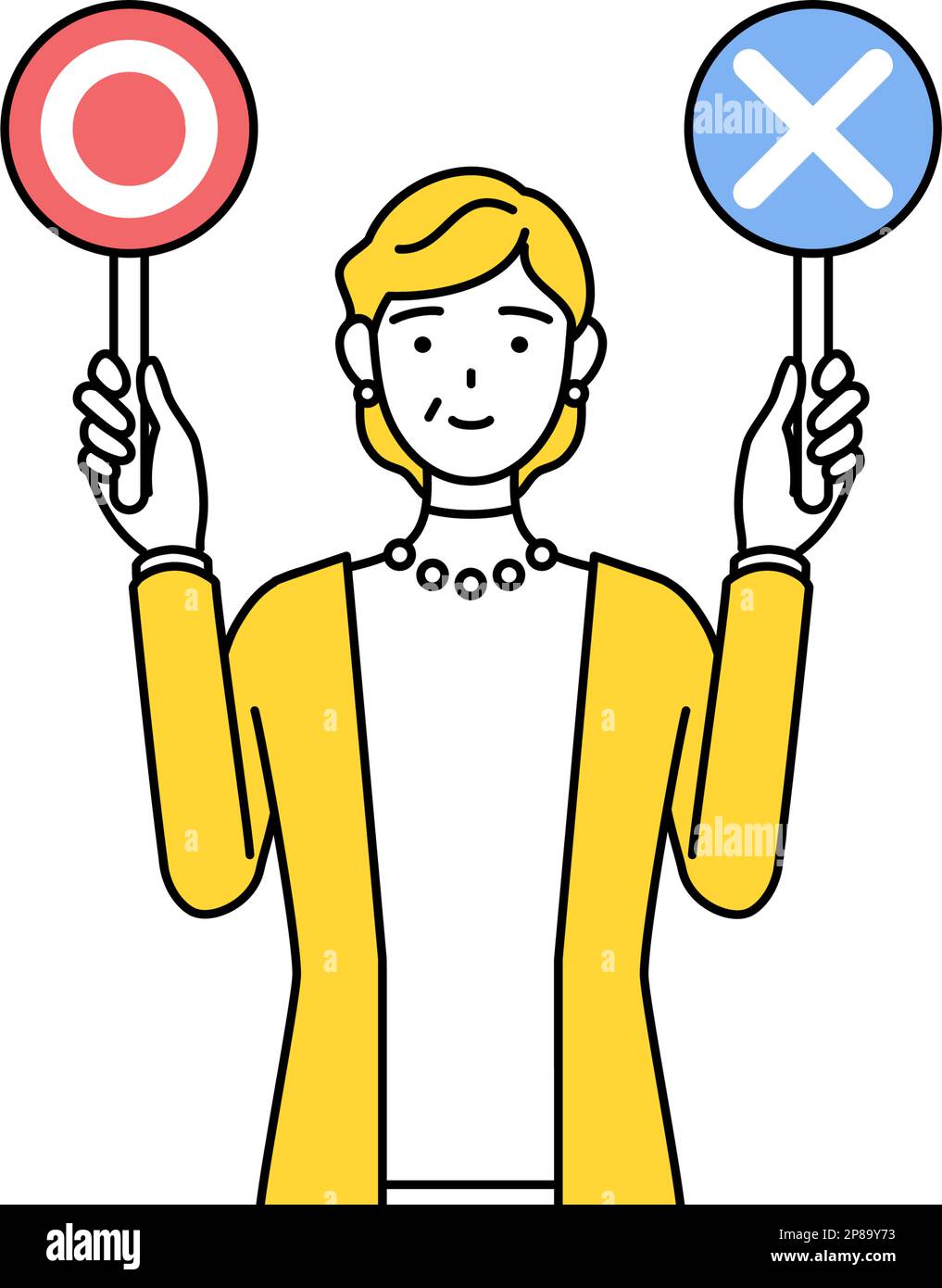 Retired seniors, middle-aged woman, holding a stick indicating correct ...