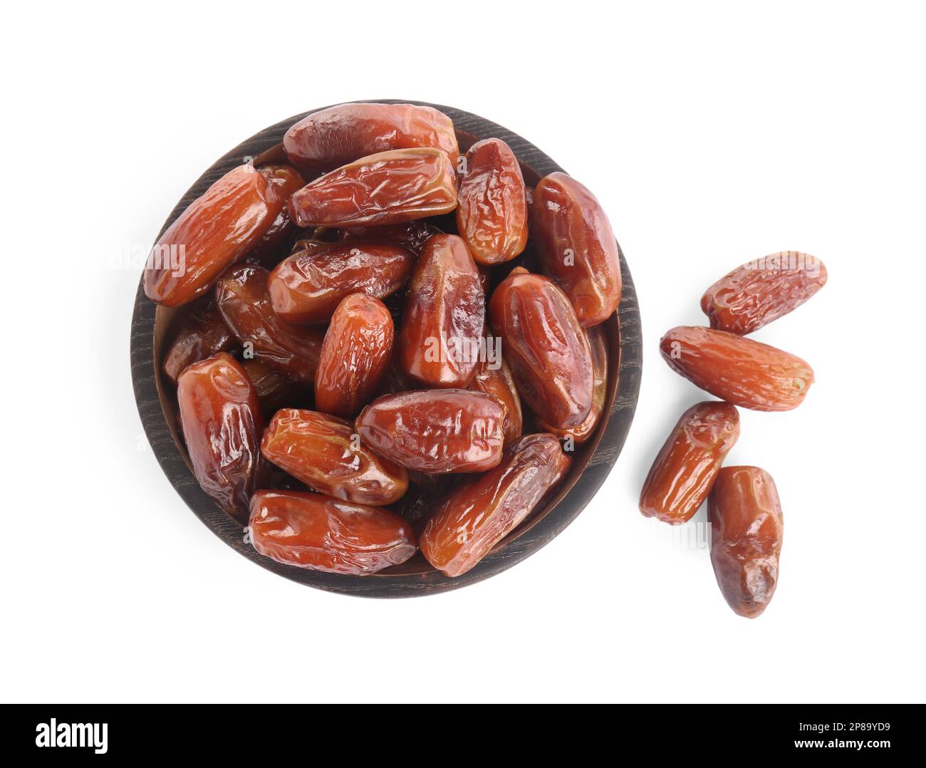 Tasty sweet dried dates on white background, top view Stock Photo - Alamy