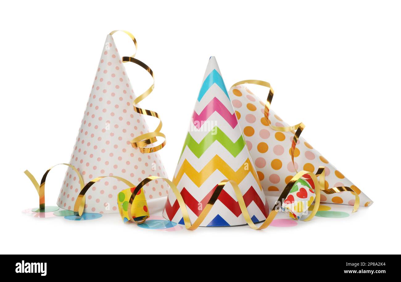 Party blowers hats streamers hi-res stock photography and images - Alamy