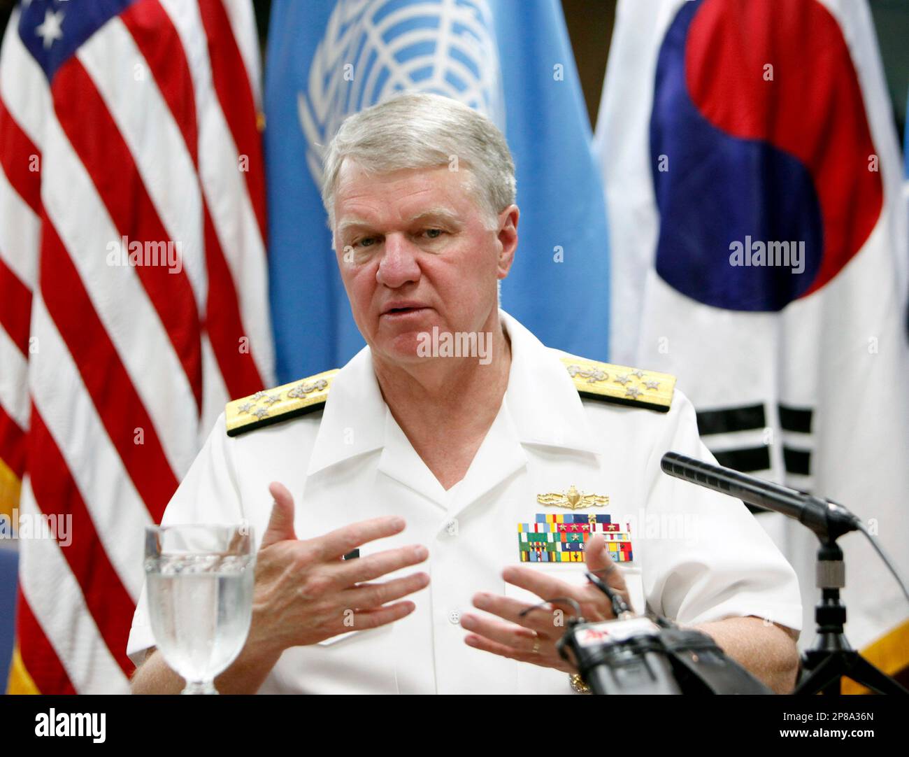 U.S. Chief of Naval Operations Adm. Gary Roughead gestures while ...