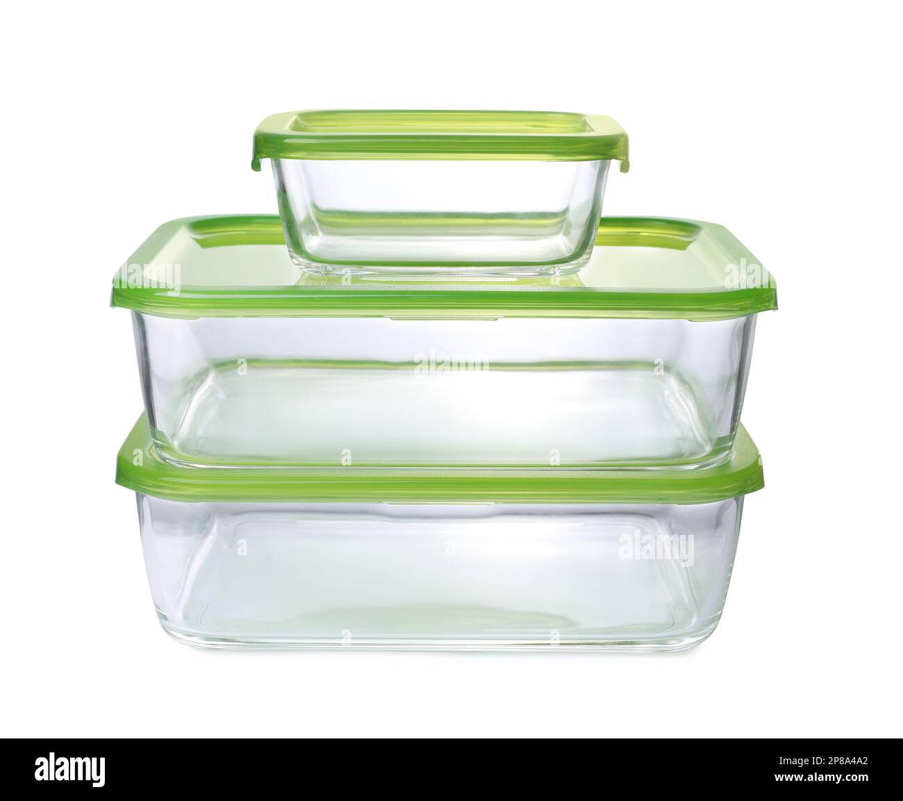 Empty glass containers for food on white background Stock Photo - Alamy