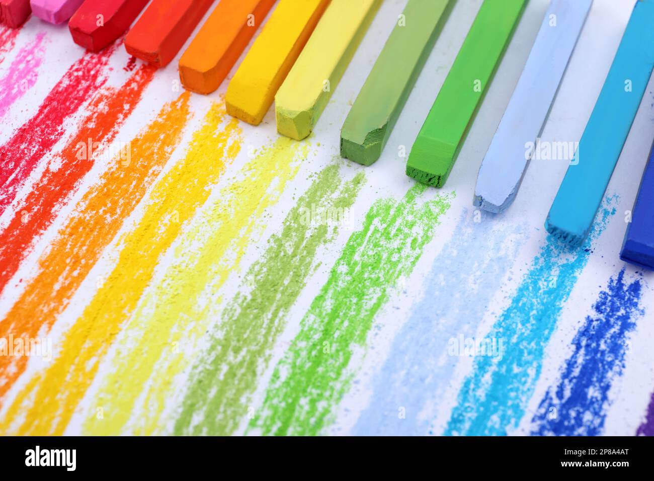 Colorful pastel chalks on white background,. Drawing materials Stock ...