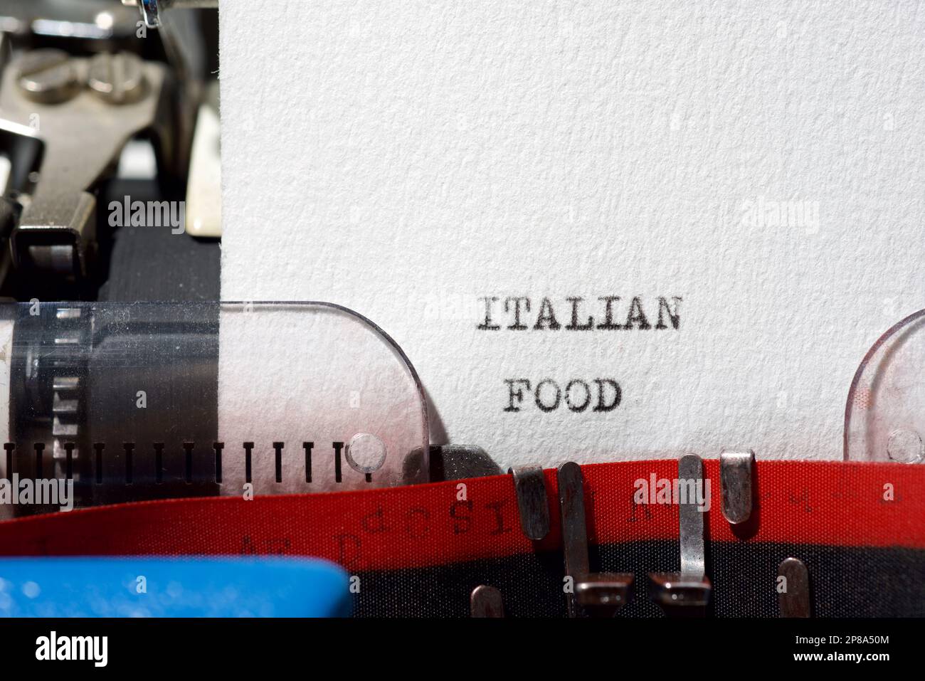 Italian food text written with a typewriter Stock Photo - Alamy