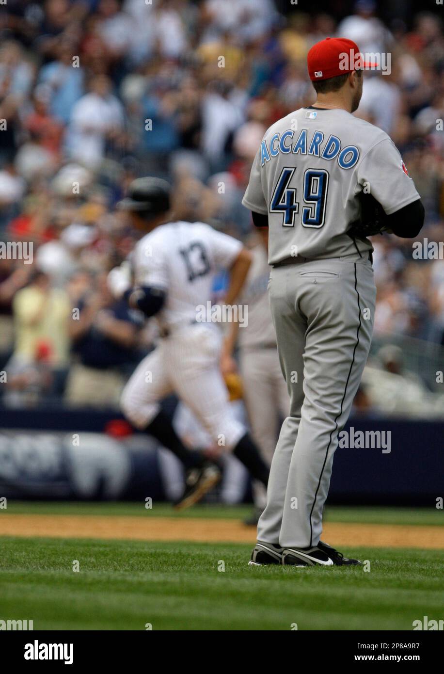 Toronto Blue Jays relief pitcher Jeremy Accardo watches New York ...