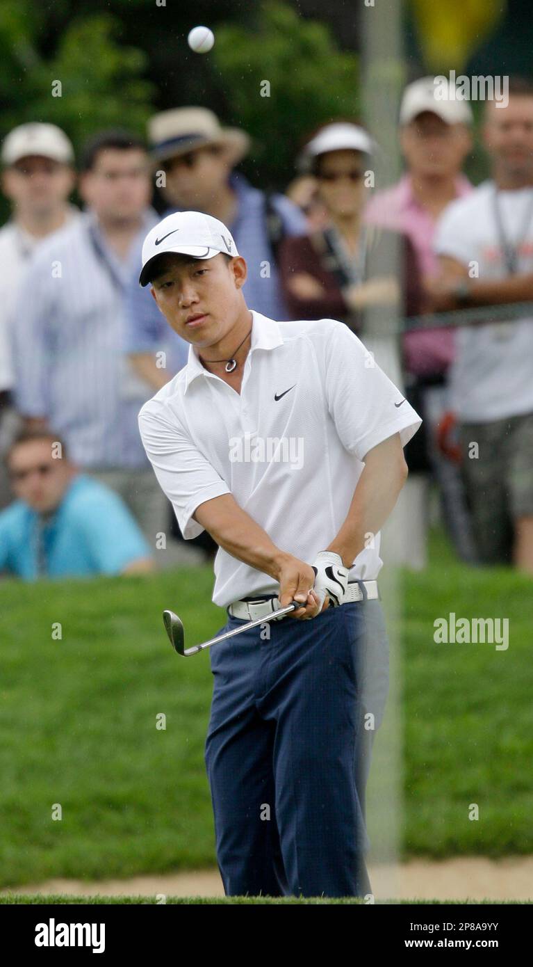 Anthony Kim chips to the third green during the second round of the AT ...