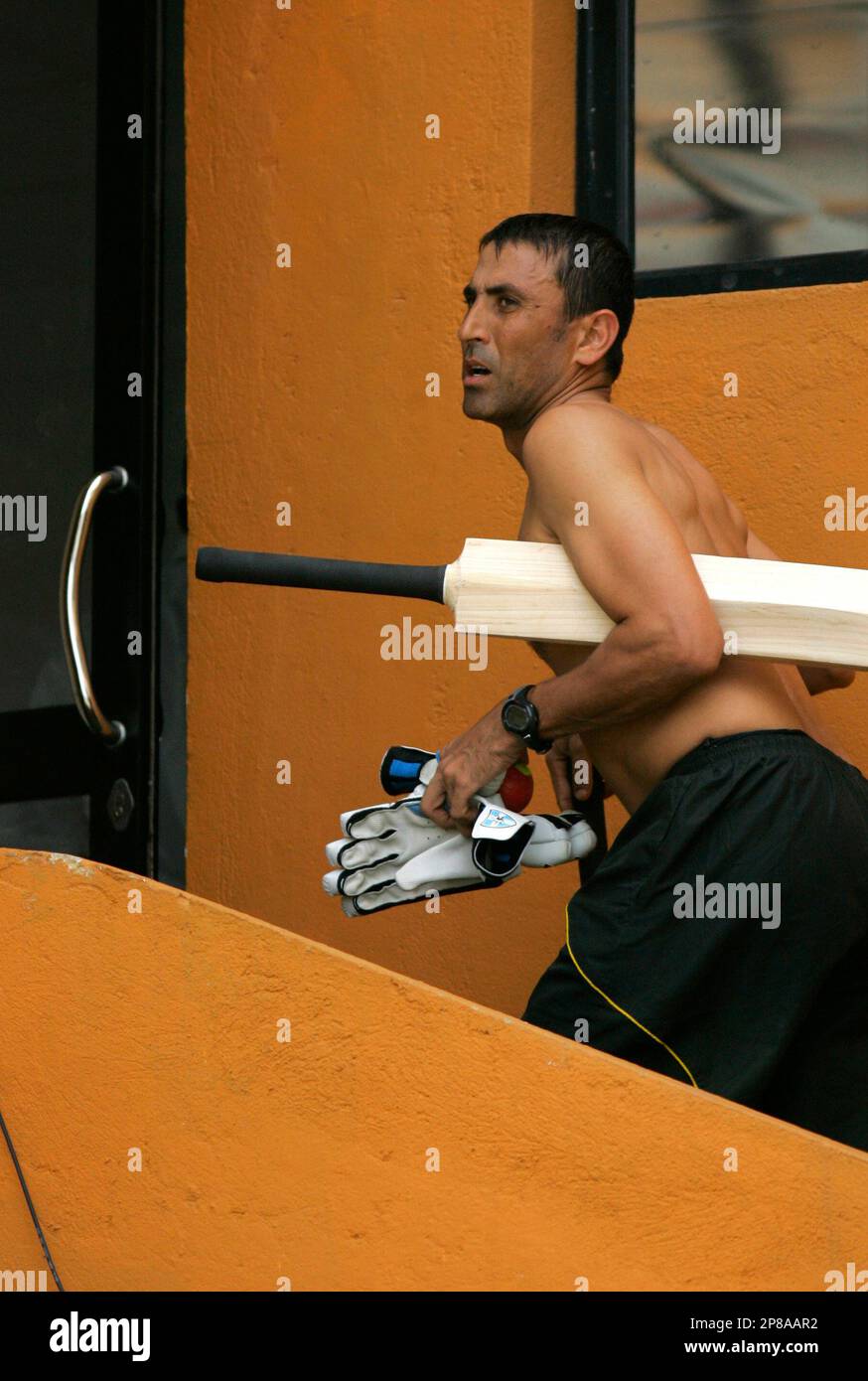 Pakistan cricket captain Younis Khan returns to the dressing room after ...