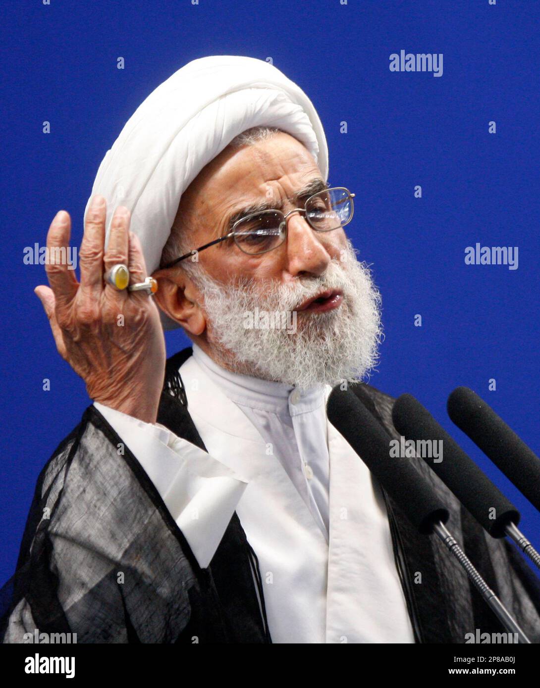 Top Iranian cleric Ayatollah Ahmad Jannati, delivers a sermon during ...