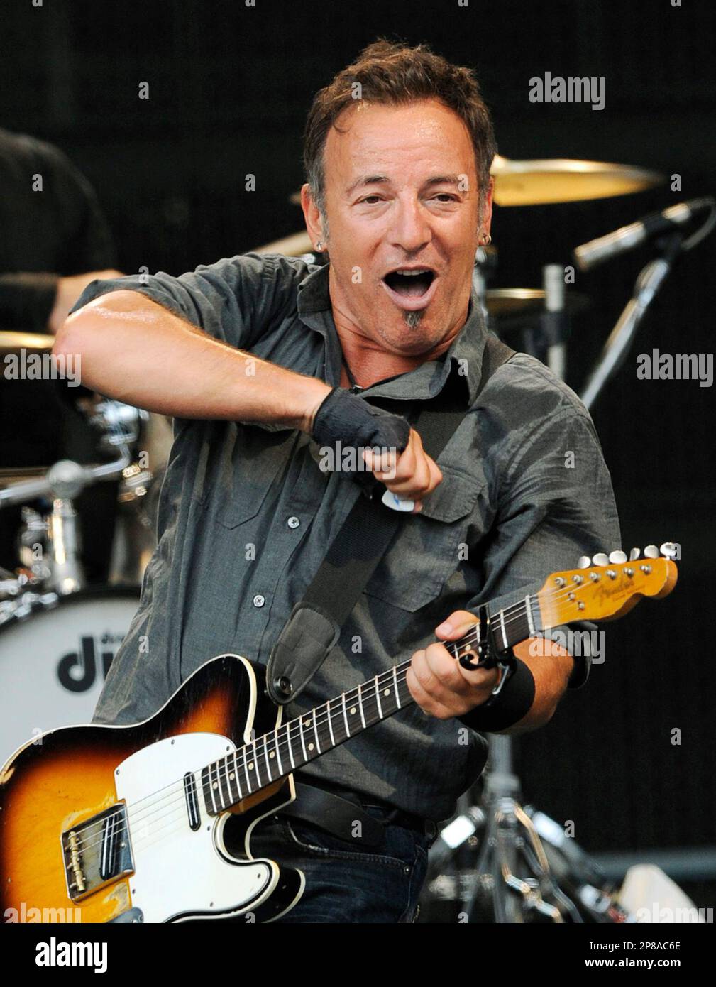 U.S. rock singer Bruce Springsteen sings during the first German ...
