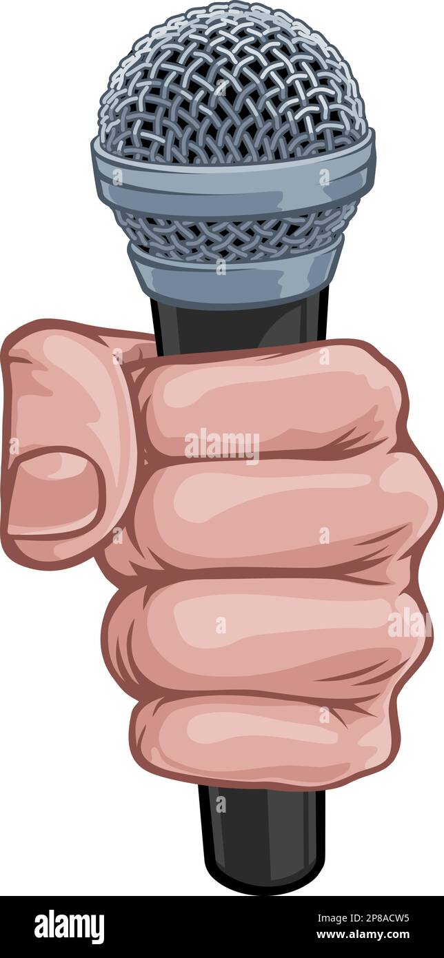 Microphone Fist Hand Comic Book Pop Art Cartoon Stock Vector Image ...