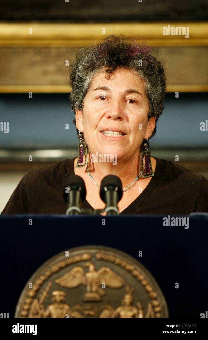 Jane Hirschman, founder of Time Out From Testing, speaks before a news ...
