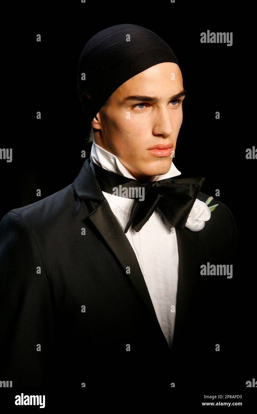 A model presents a creation from the collection of Argentinean fashion ...