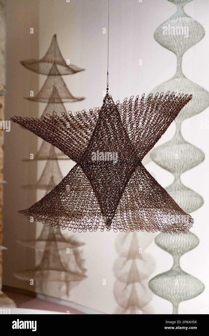 A general view of the wire sculptures by artist Ruth Asawa at then ...