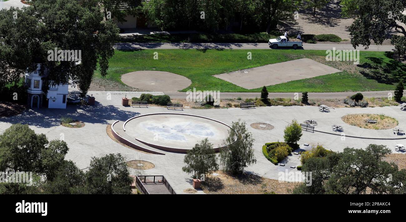 This aerial view shows the late pop star Michael Jackson's former ...