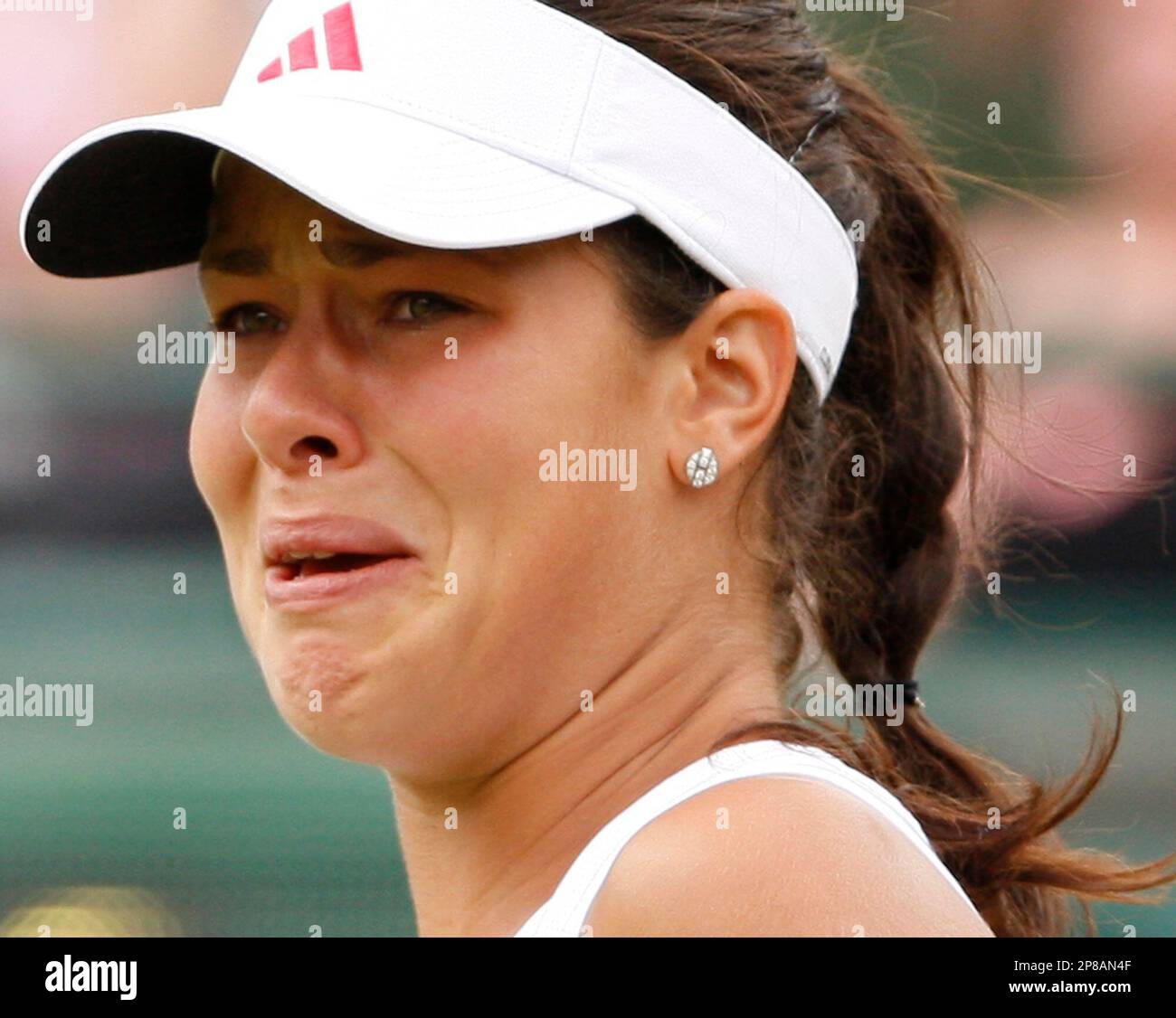 Ana Ivanovic of Serbia weeps as she is forced to retire from her women ...