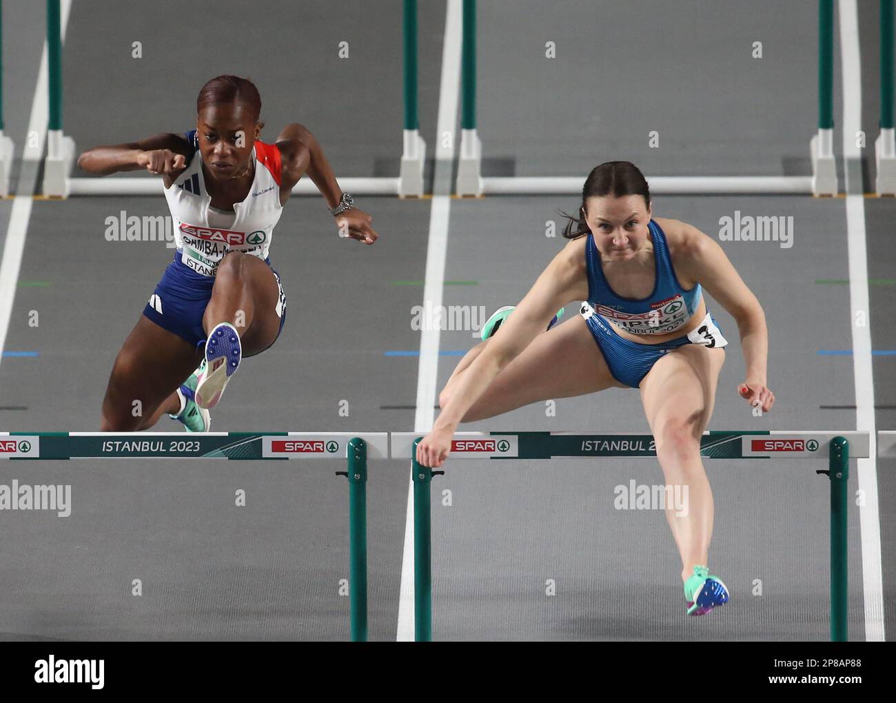 Cyr na SAMBA-MAYELA of France and Reetta HURSKE of Finland 60m Hurdles ...