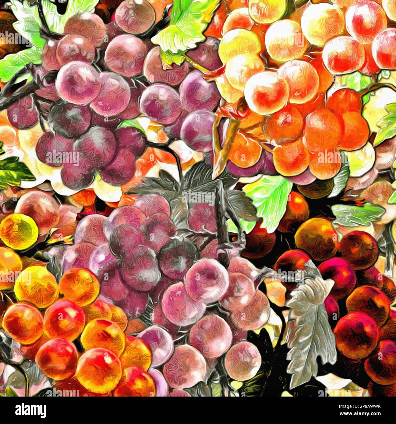 Computer graphics of abstract fruit of berry psychedelic stylization of ...