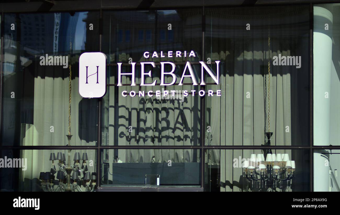 Warsaw, Poland. 8 March 2023. Sign Galeria Heban. Company signboard ...