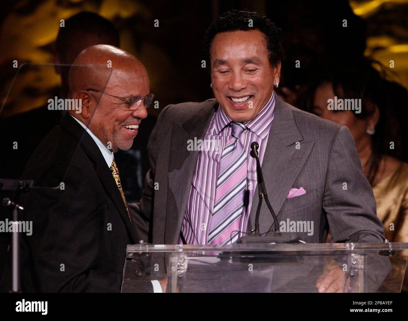 Berry Gordy, left, producer, and founder of the Motown record label ...