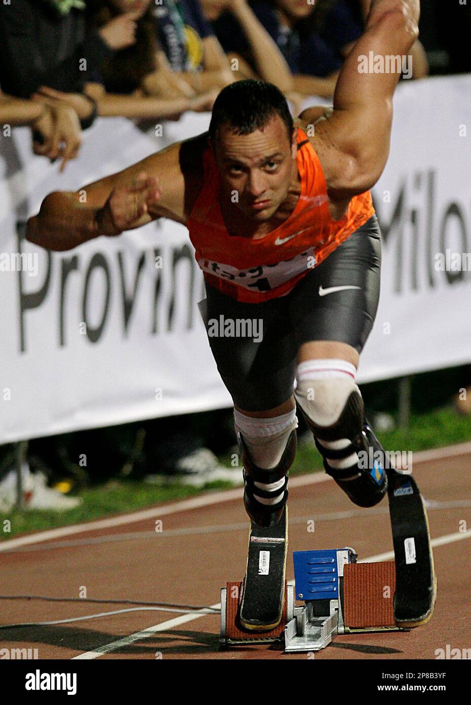 Double-amputee sprinter Oscar Pistorius, of South Africa, competes ...