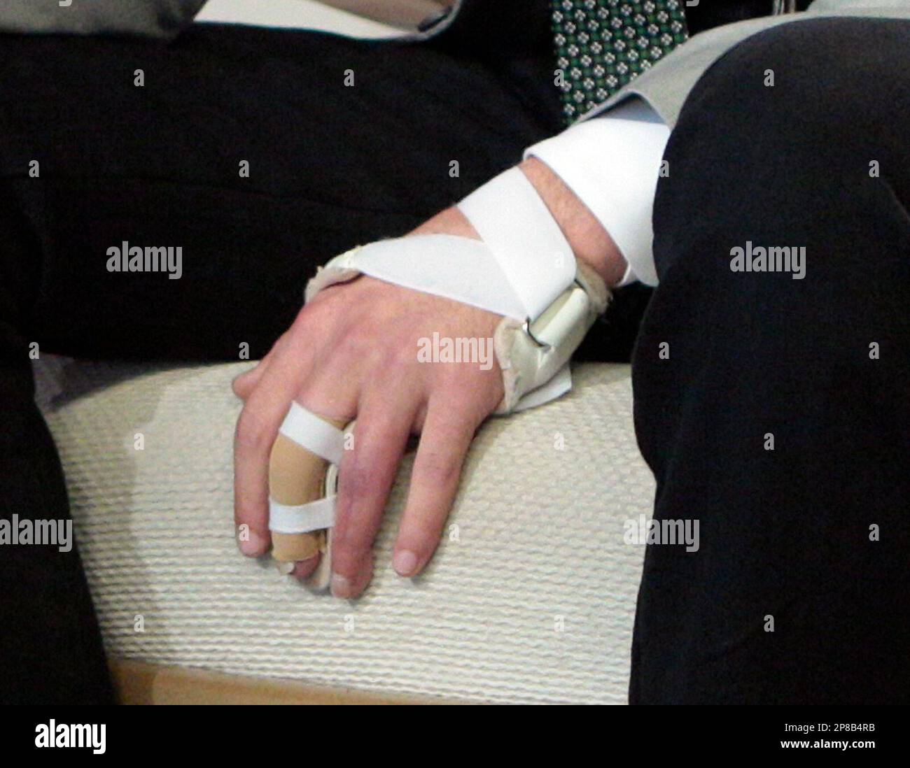 The left hand of Shia LaBeouf, co-star of the new film "Tranformers ...