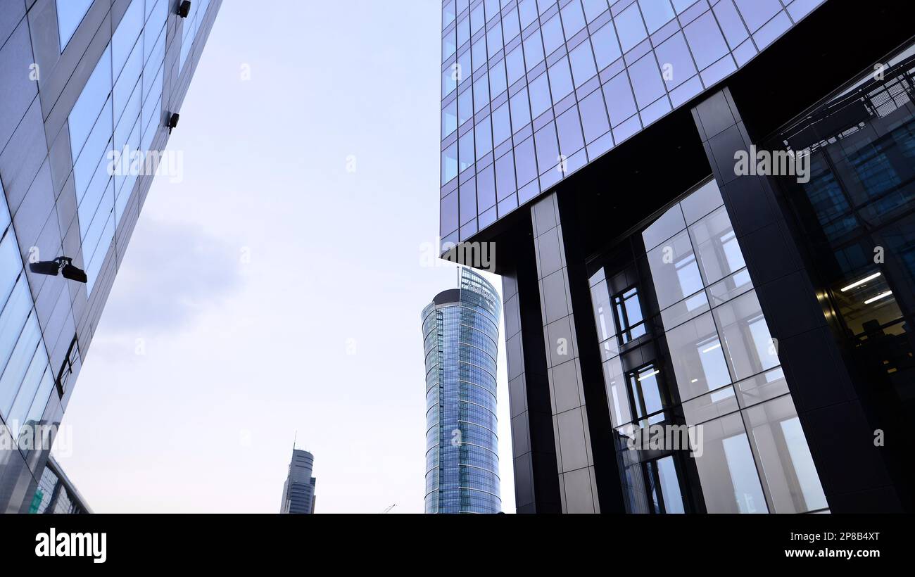 Warsaw, Poland. 8 March 2023. Roundabout Daszynski. Skyscrapers in the ...