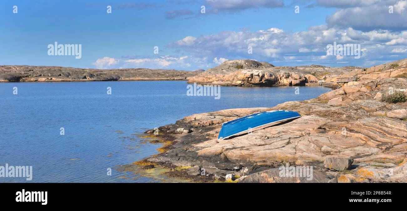 little blue boat returned to the swedish granite coast by the baltic ...
