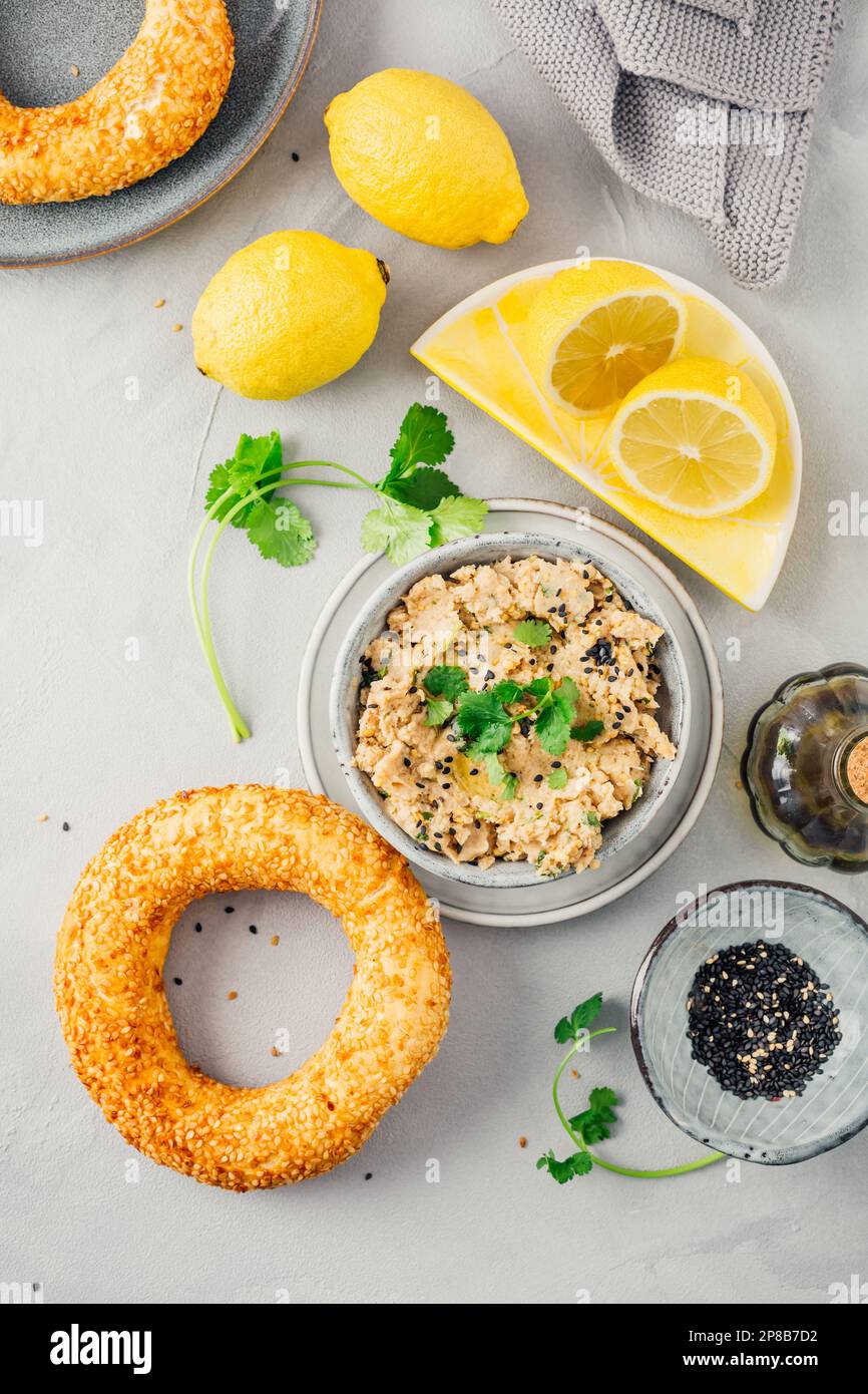 Baba ganoush - Levantine cuisine appetizer made from baked eggplant and ...