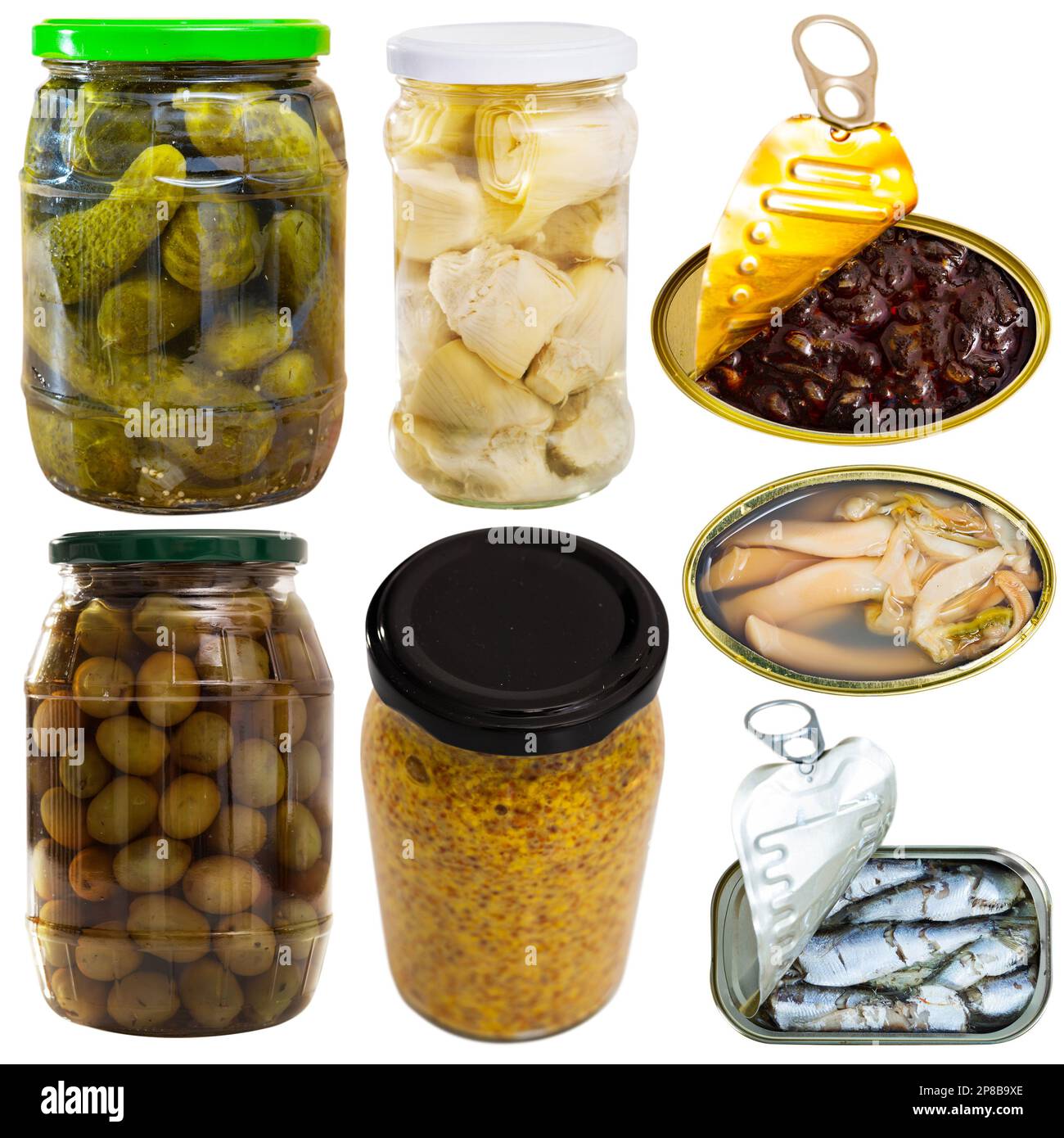 Set of various preserves isolated Stock Photo - Alamy