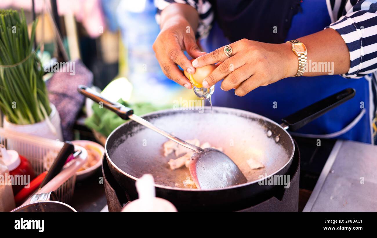Authentic Pad Thai Preparation at a Street Food Stall in Koh Lanta ...