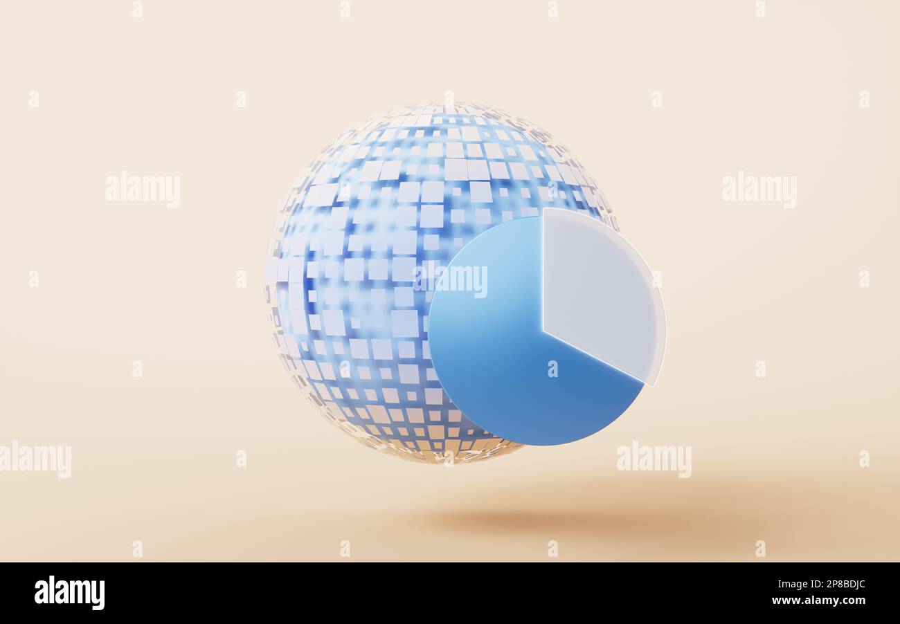 A simple blue pie chart, 3d rendering. Digital drawing Stock Photo - Alamy