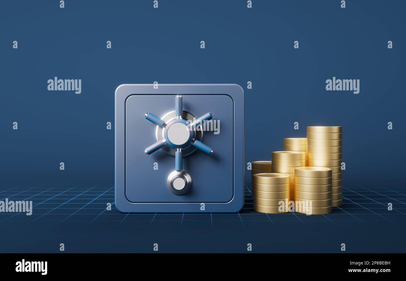 Safe box with cartoon style, 3d rendering. Digital drawing Stock Photo ...