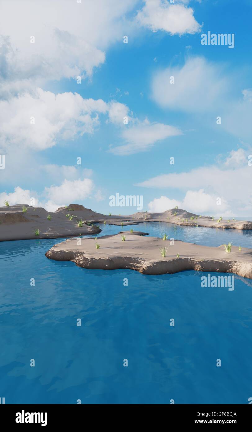 Barren land lakes 3d rendering hi-res stock photography and images - Alamy