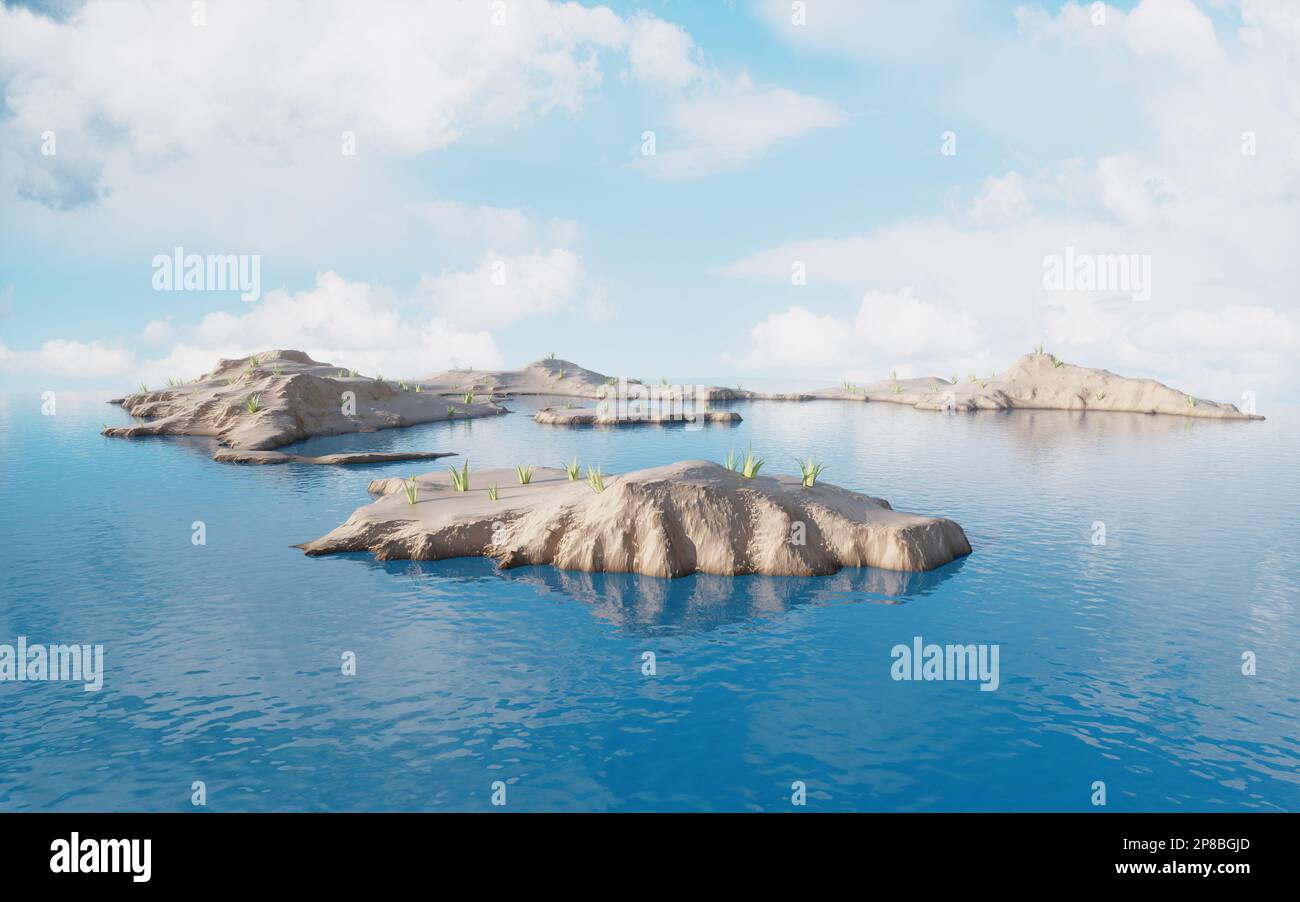 Barren land lakes 3d rendering hi-res stock photography and images - Alamy