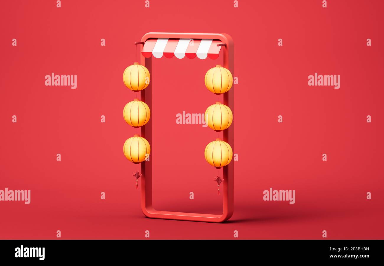 Online shop with 3d cartoon style, 3d rendering. Digital drawing Stock ...