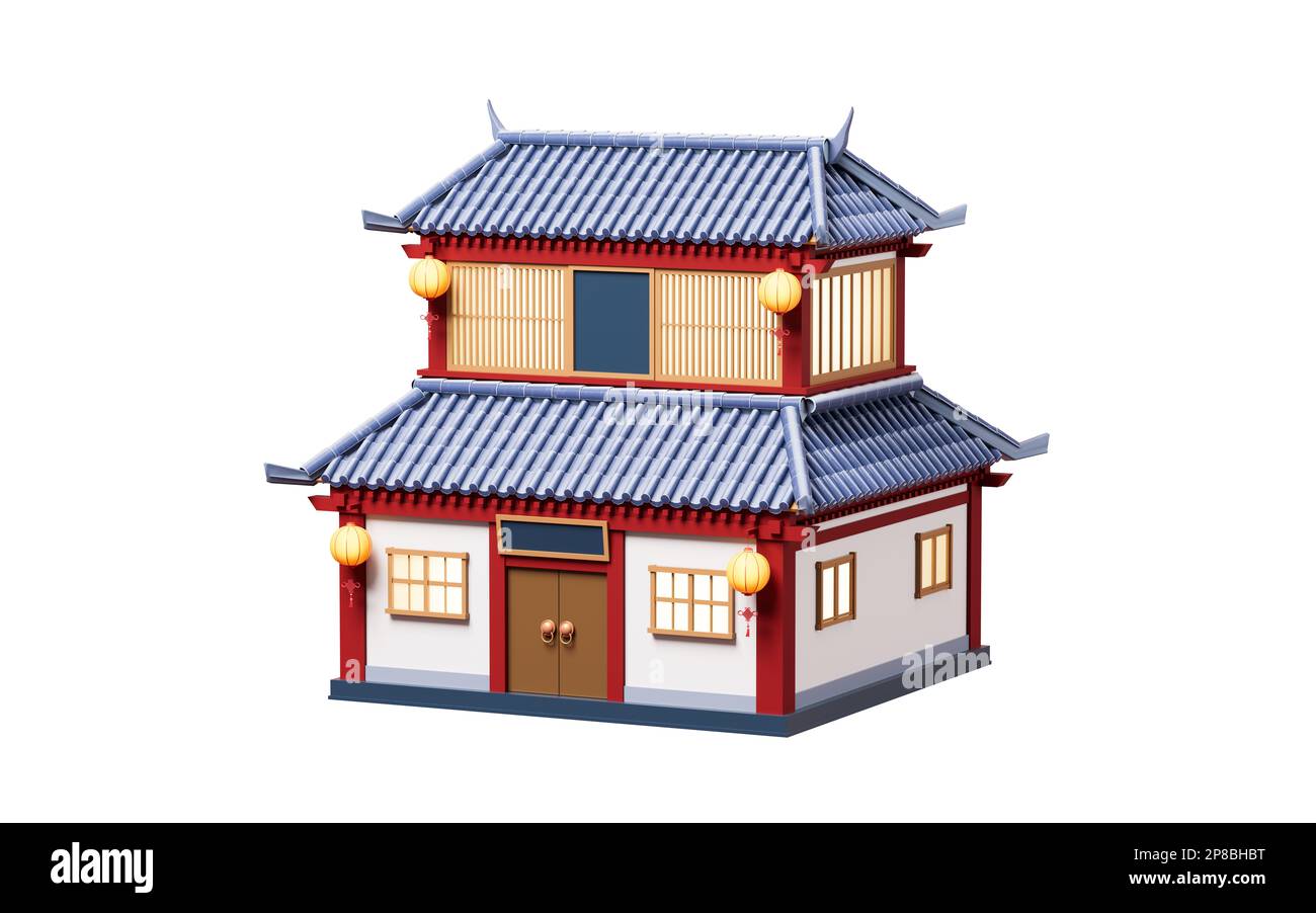 Chinese ancient building with retro style, 3d rendering. Digital ...