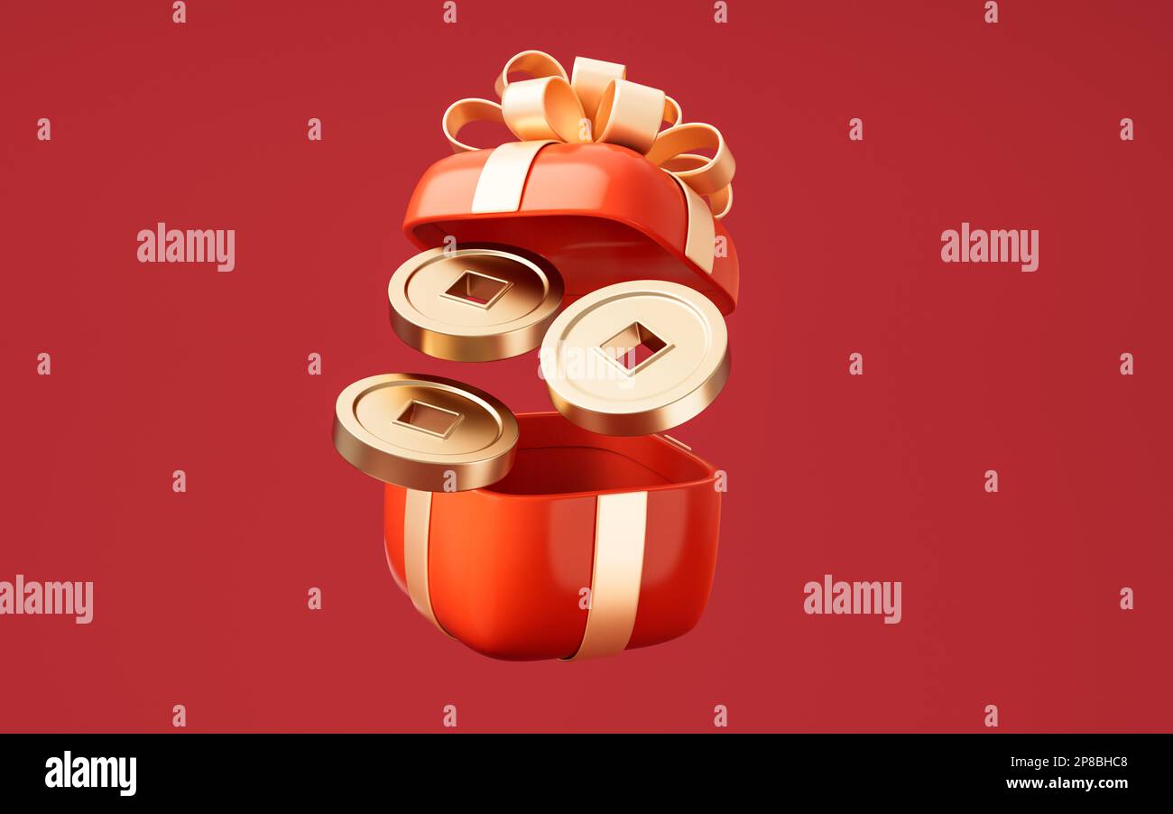 Gift box with cartoon style, 3d rendering. Digital drawing Stock Photo ...