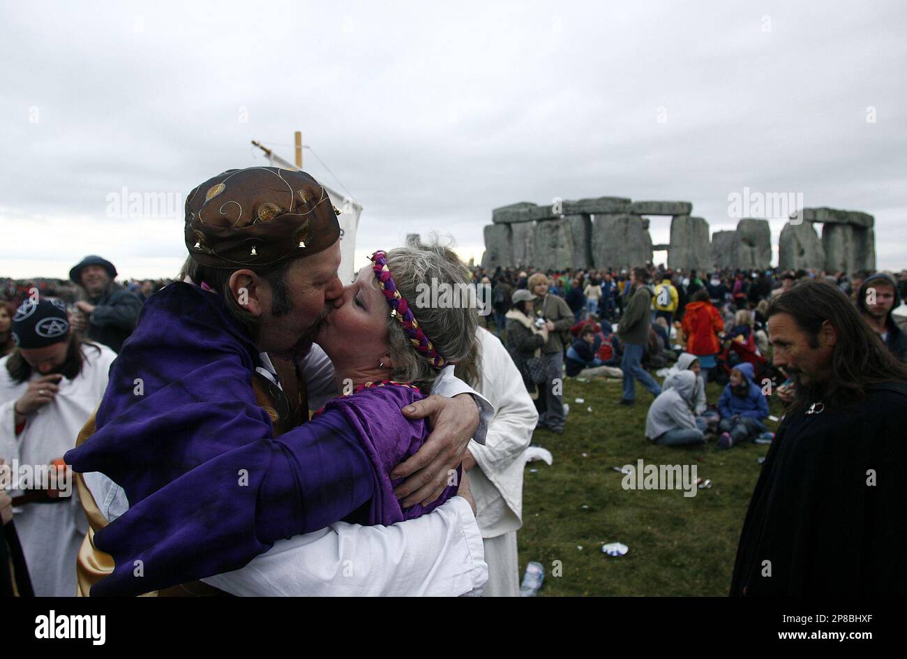Carl Klinkenborg, left, and his wife Gigha kiss during their wedding ...