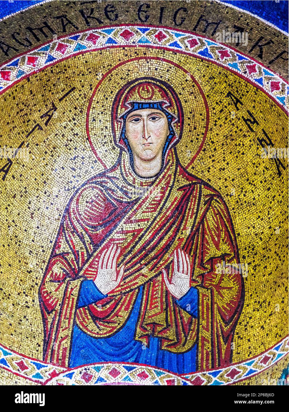 12th century Byzantine mosaic depicting Saint Anna - Church of Santa ...