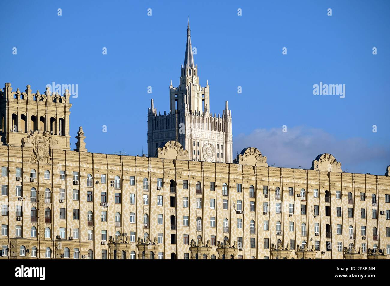 Urban landscape stalinist residential building and building of Ministry ...