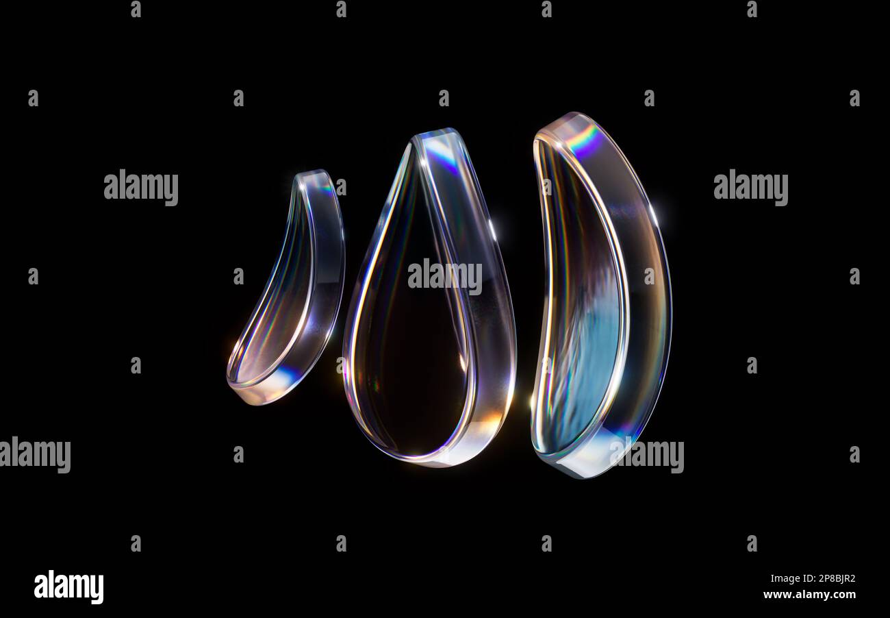 Colorful curve glass with dispersion, 3d rendering. Digital drawing ...