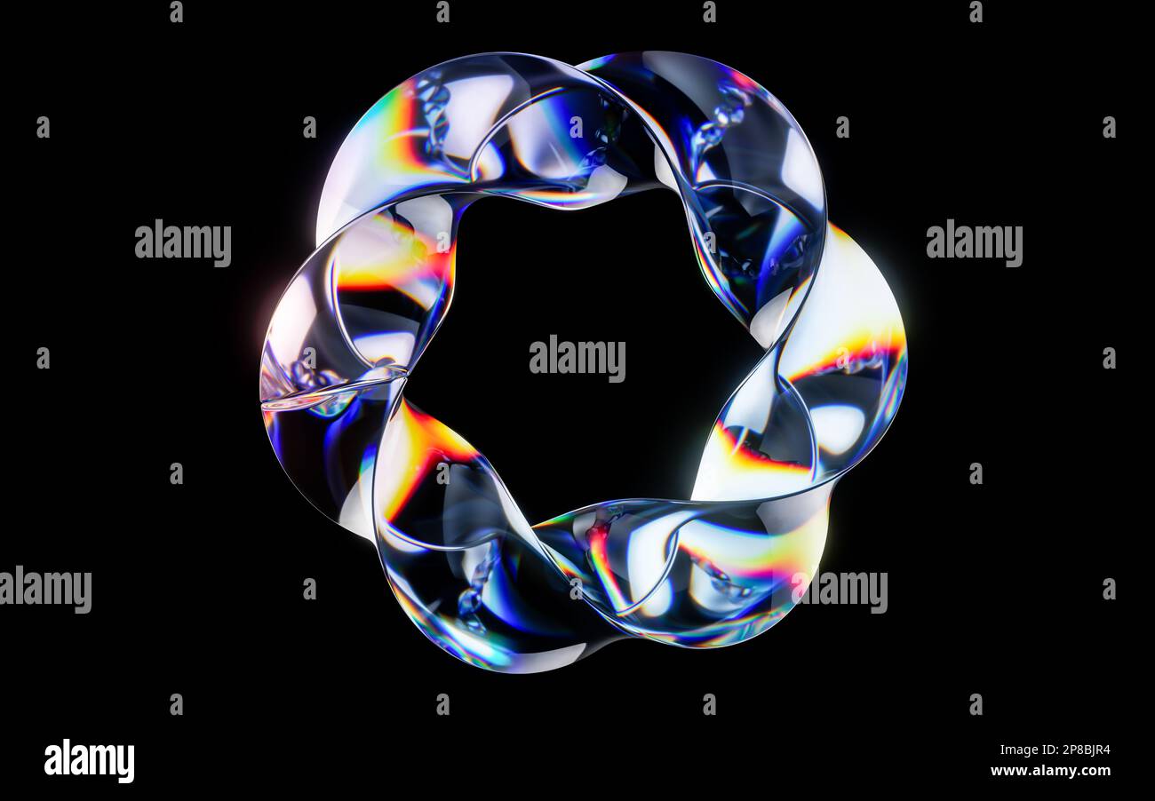 Colorful curve glass with dispersion, 3d rendering. Digital drawing Stock Photo - Alamy