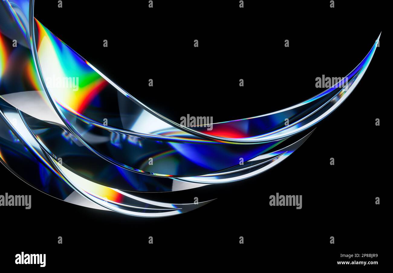 Colorful curve glass with dispersion, 3d rendering. Digital drawing Stock Photo - Alamy
