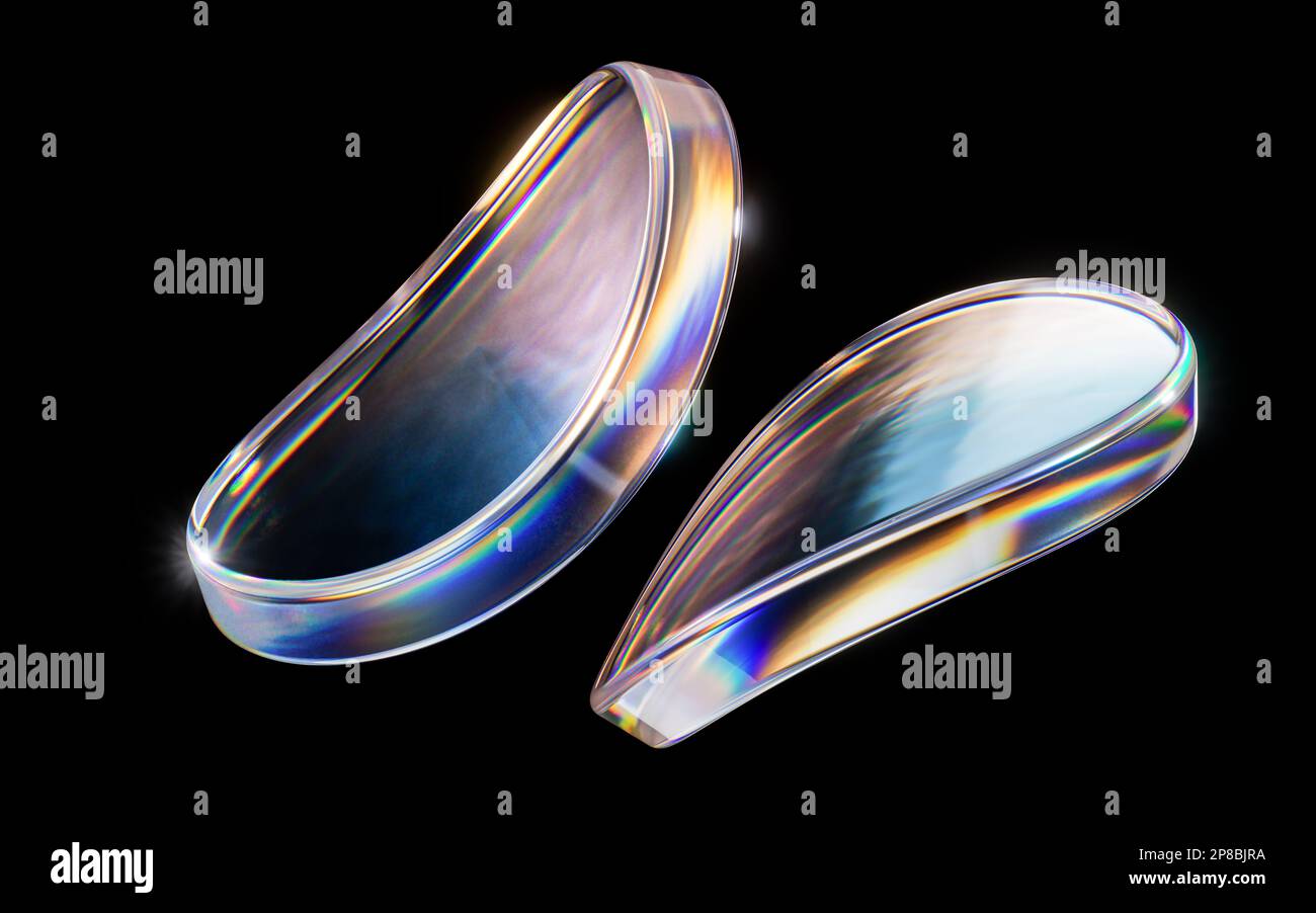 Colorful curve glass with dispersion, 3d rendering. Digital drawing ...