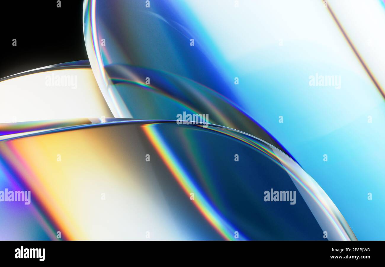 Colorful curve glass with dispersion, 3d rendering. Digital drawing ...