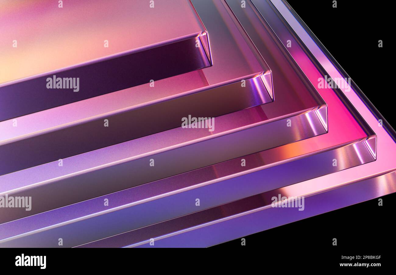 Glass geometries with dispersion colors, 3d rendering. Digital drawing ...