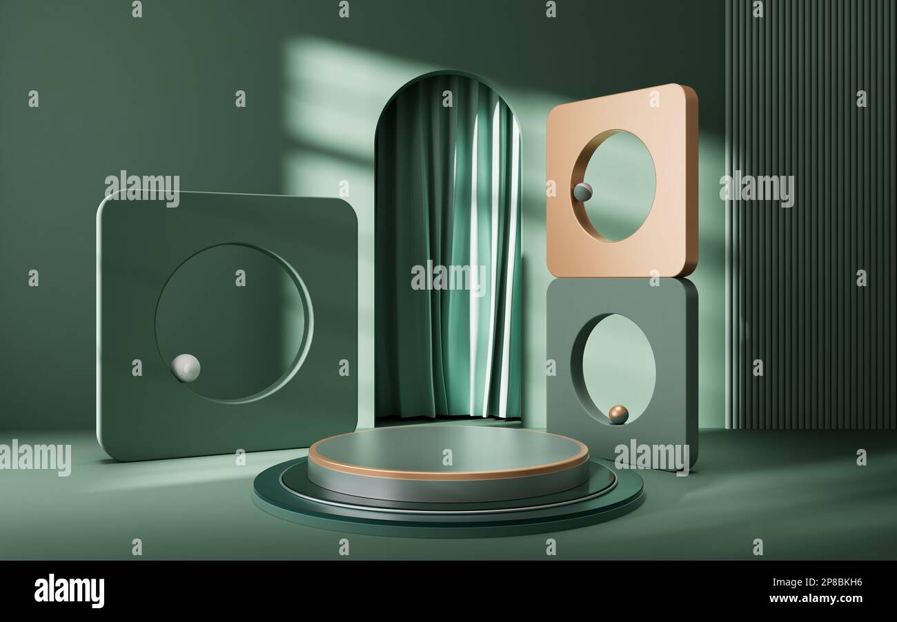 Empty stage with geometry interior background, 3d rendering. Digital ...