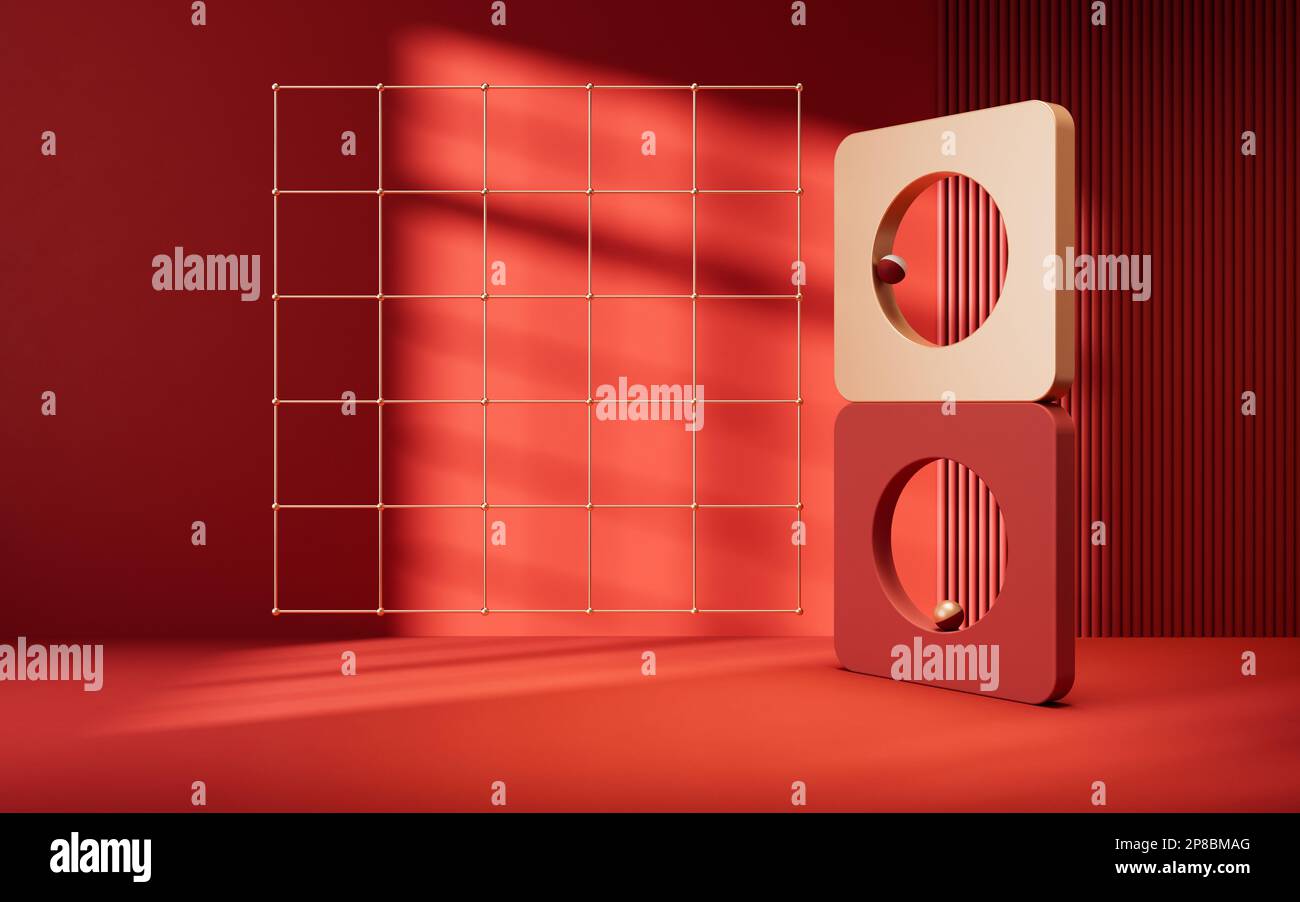 Abstract geometry interior background, 3d rendering. Digital drawing ...